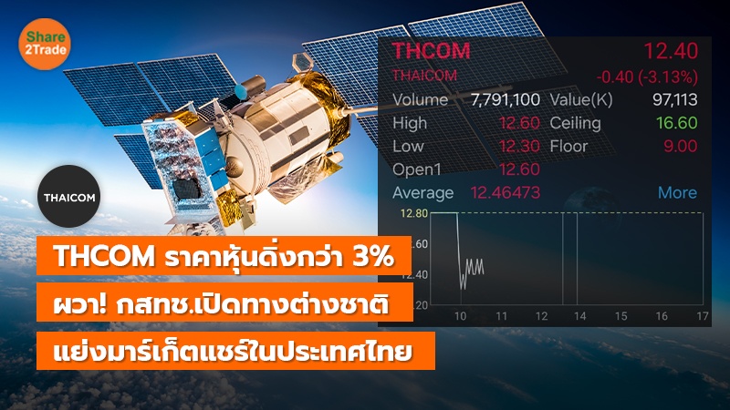 THCOM ราคาหุ้นดิ่งกว่า 3% ผวา! กสทช.เปิดทางต่างชาติ แย่งมาร์เก็ตแชร์ในประเทศไทย | Share2Trade
